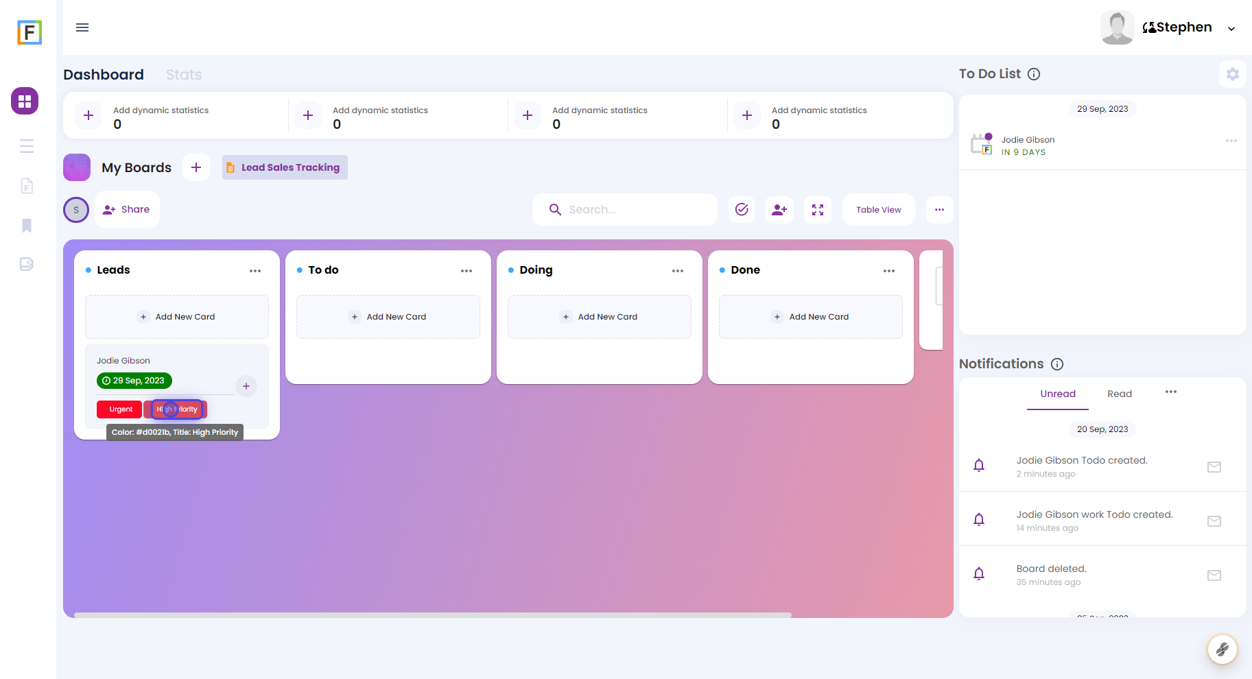 Adjusting Label Visibility on a Card