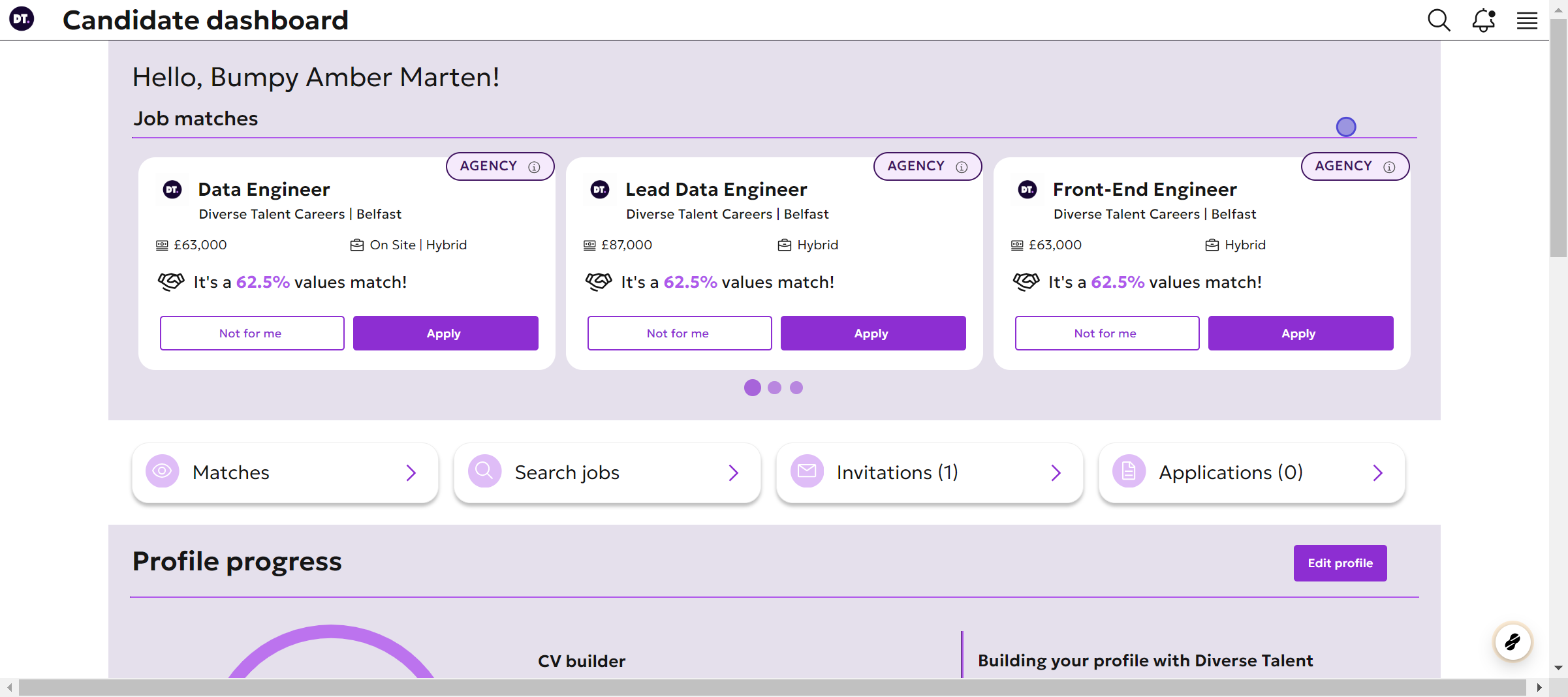 Candidate: View your anonymous profile