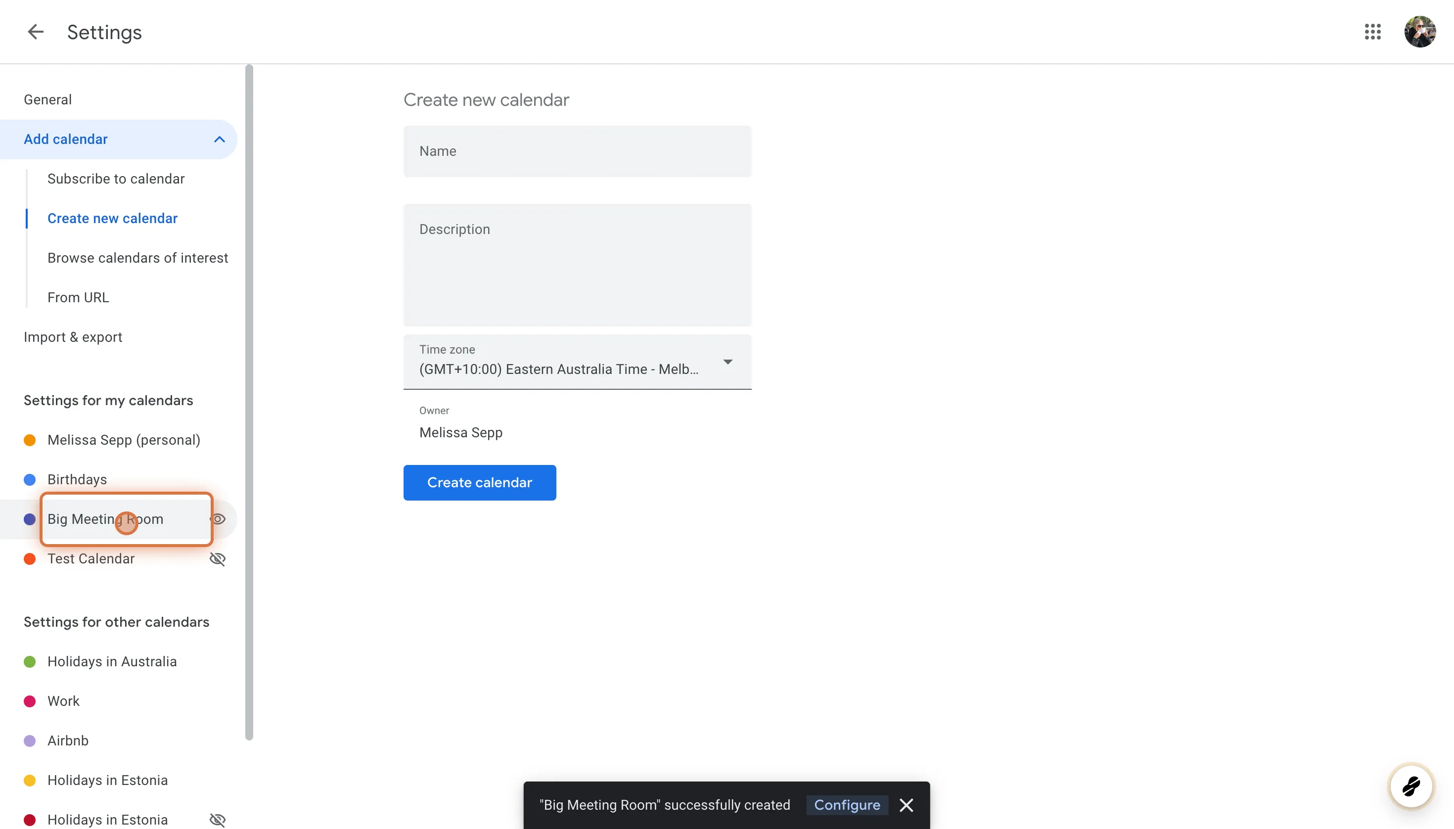 How to create a public Google Calendar for a shared space