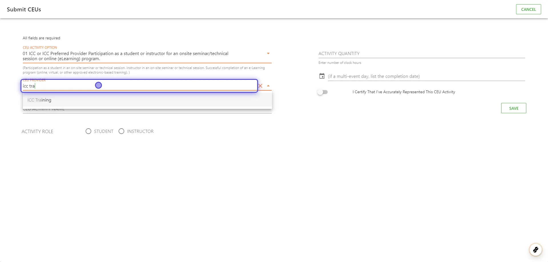 Guide to Self-Reporting ICC CEUs