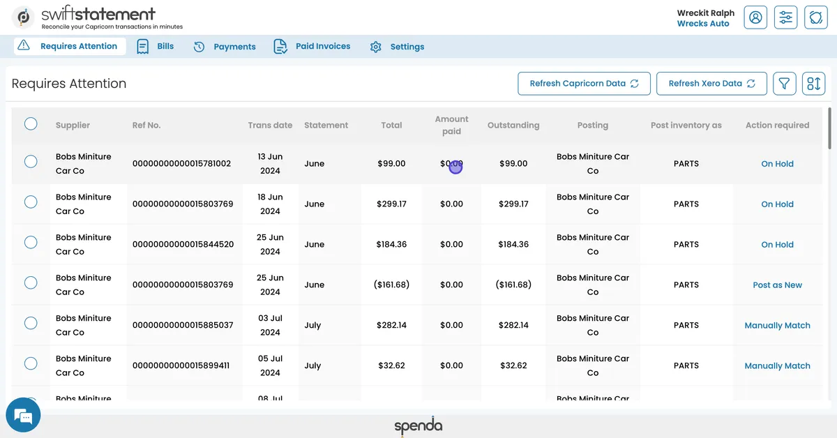 Remove Transaction from 'on hold' to Match 'n Link