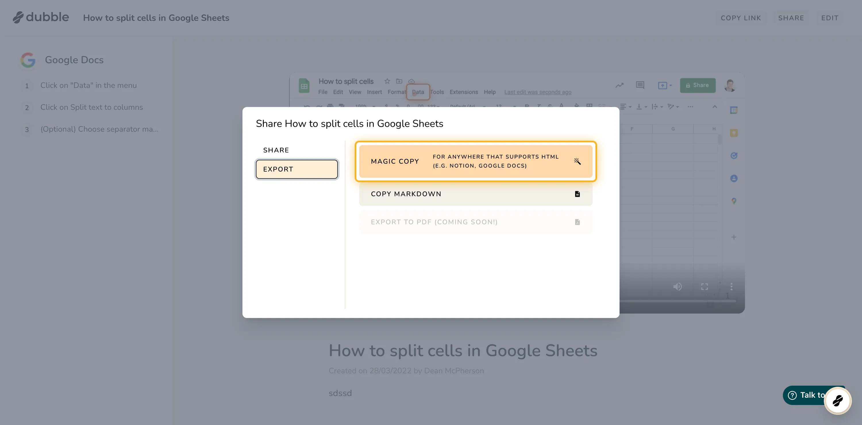 How to copy a guide as HTML (Magic Copy)