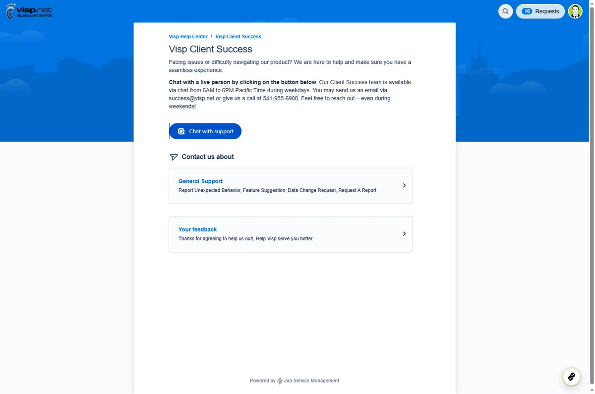 Creating a Support Ticket with the Visp Client Success Team