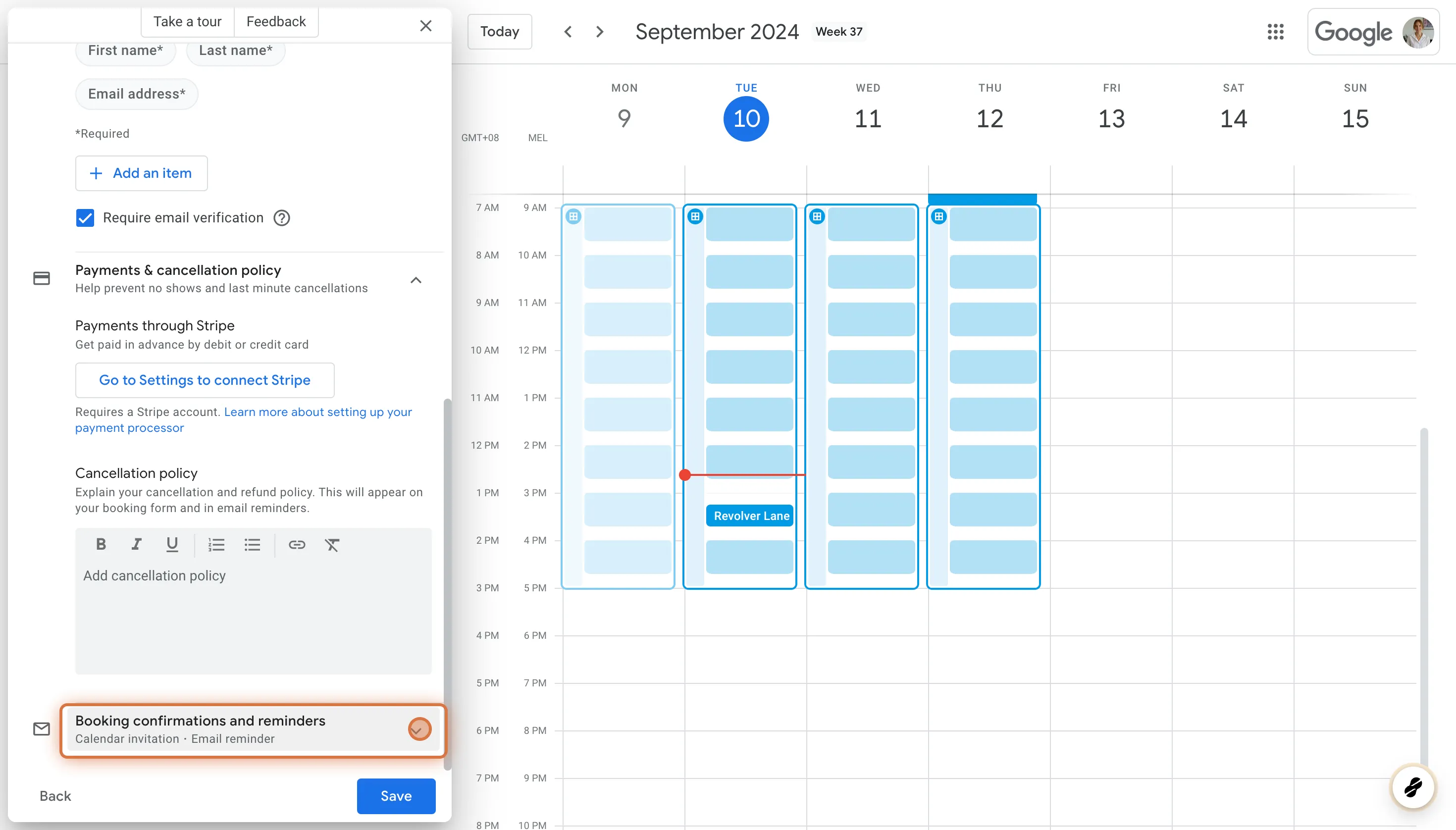 How to set up a Google Calendar's Booking Page