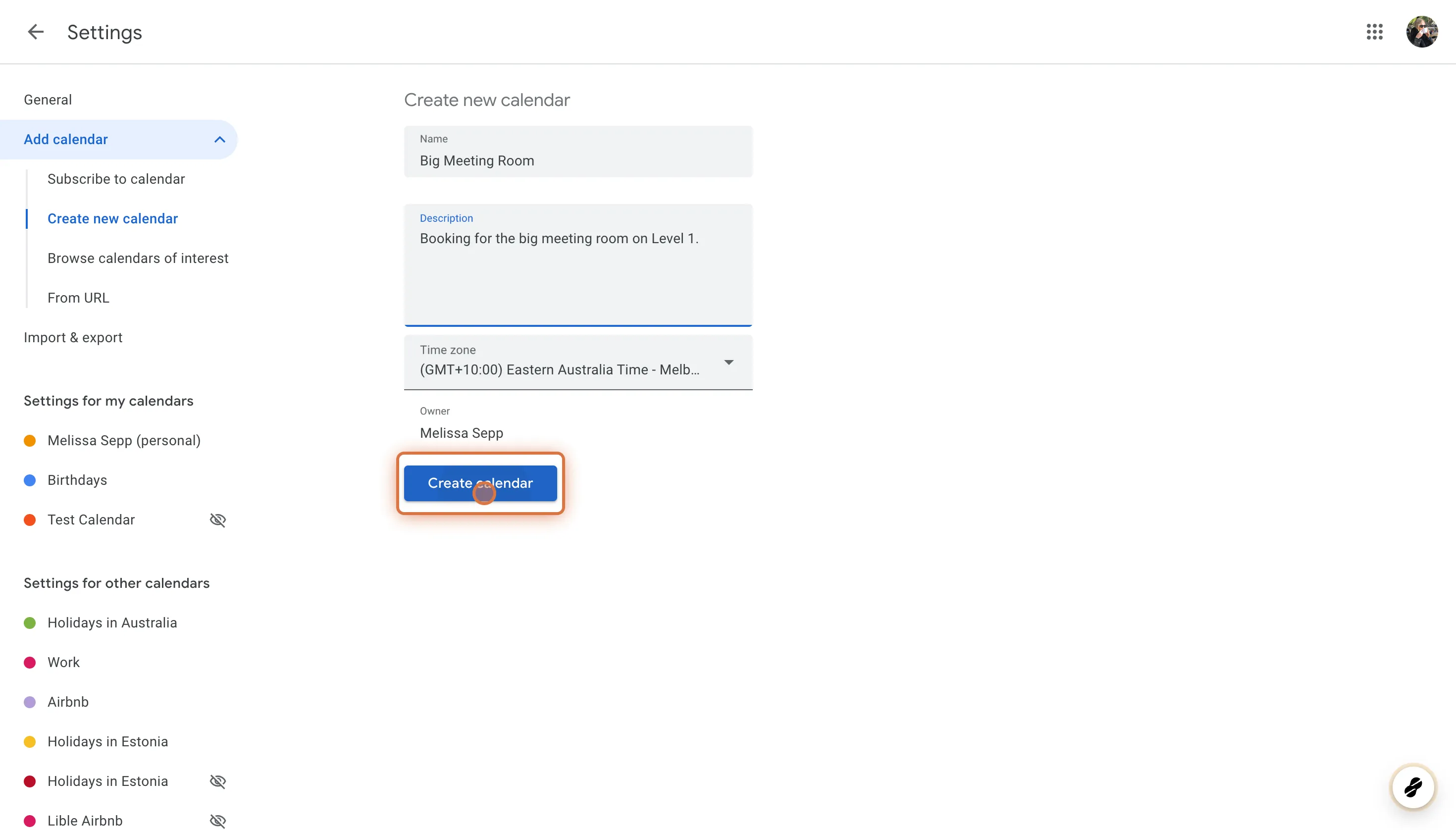 How to create a public Google Calendar for a shared space