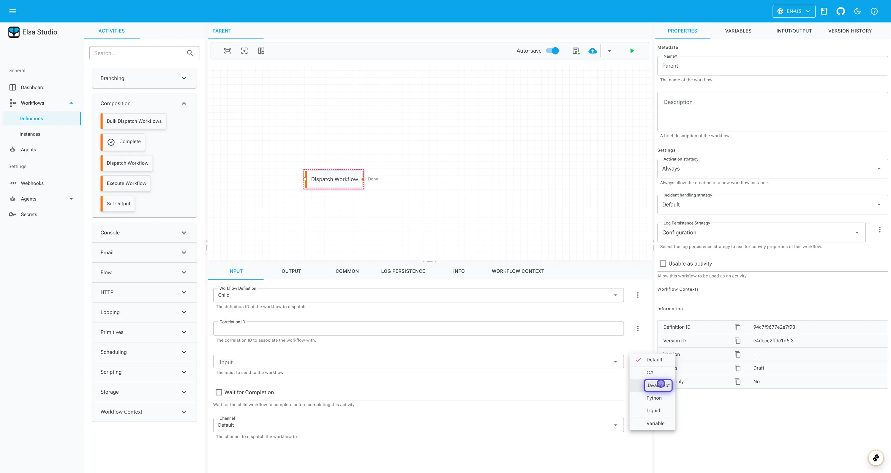 Dispatch Workflow Activity