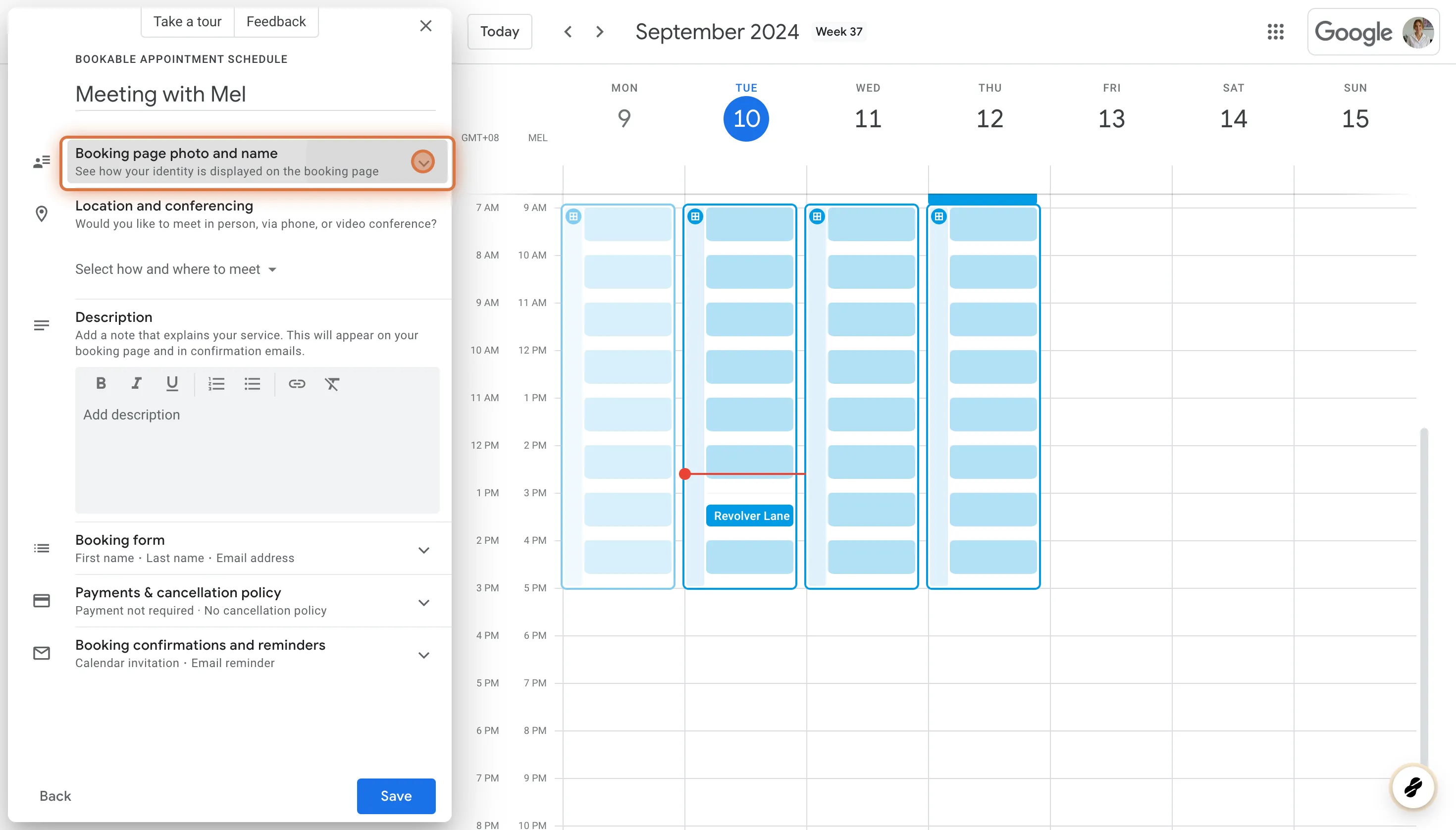 How to set up a Google Calendar's Booking Page