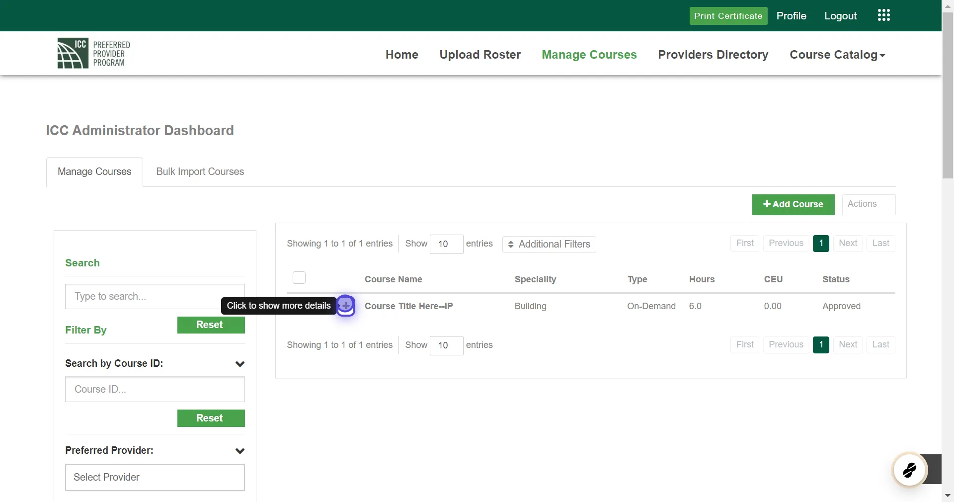 Enter a Course Listing