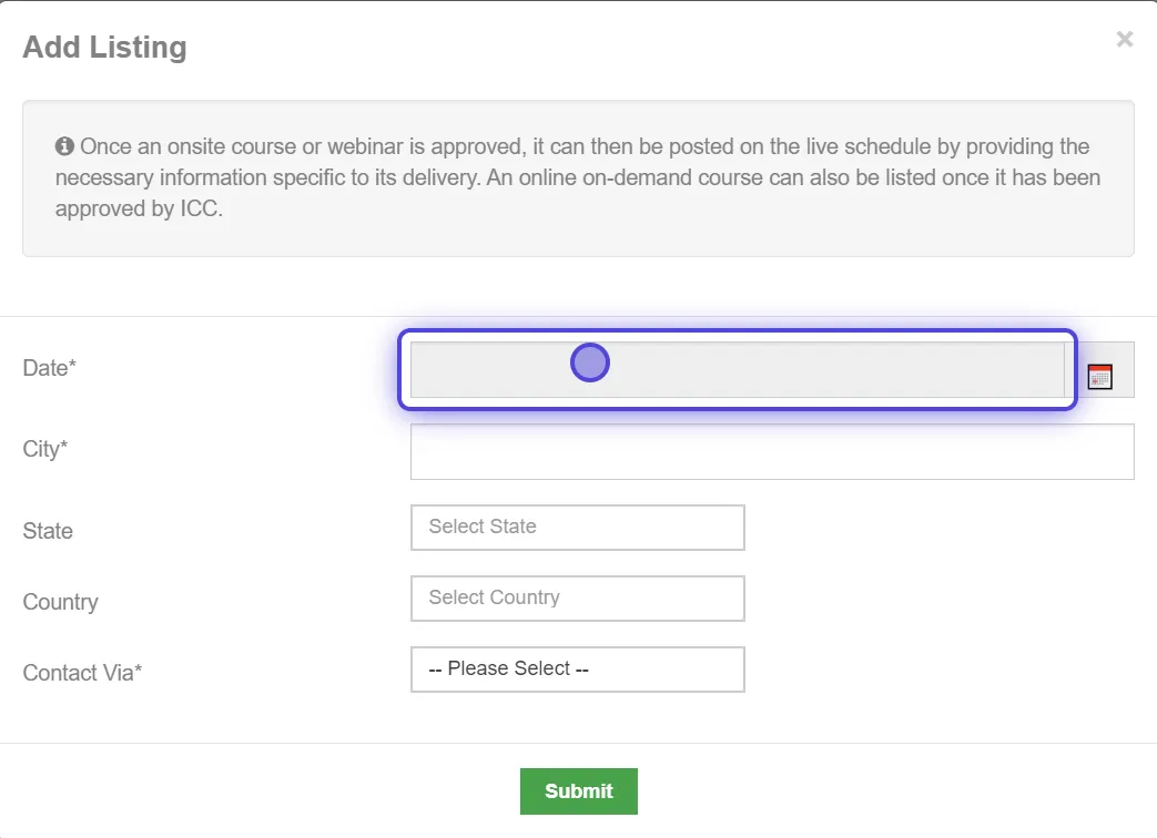 Enter a Course Listing