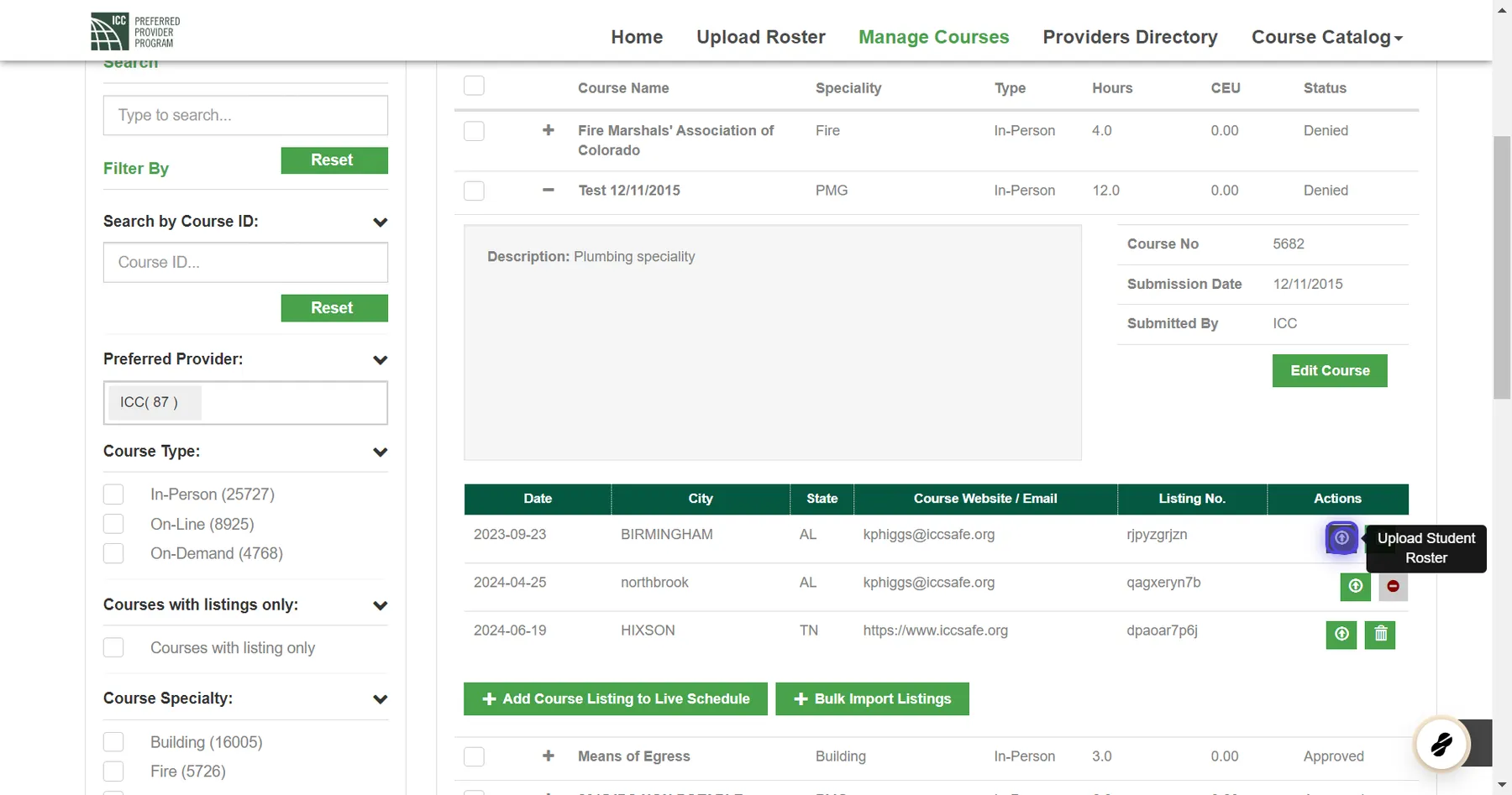 Upload a Course Roster