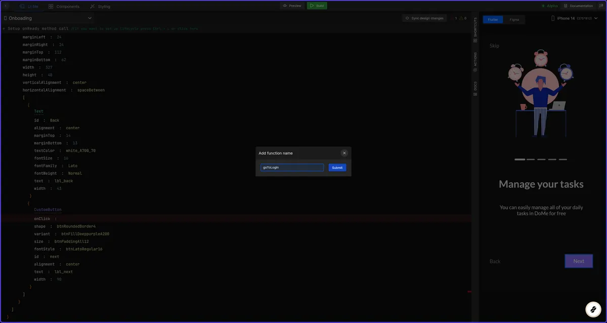Workflow with app.dhiwise.com