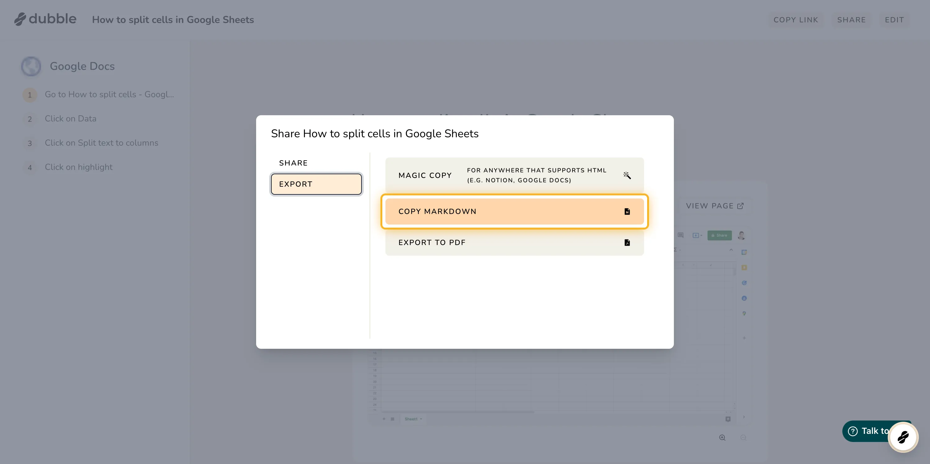 How To Copy A Guide As Markdown 