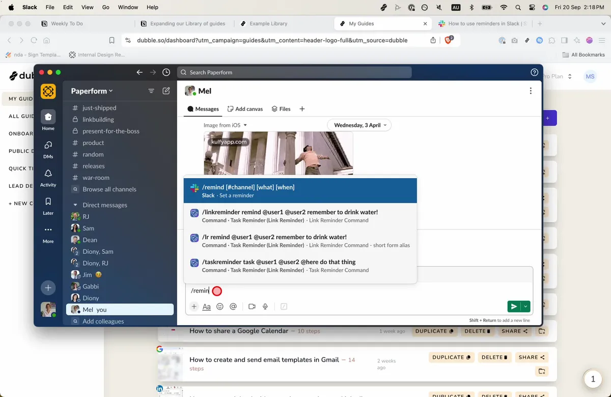 How to set and view reminders in Slack